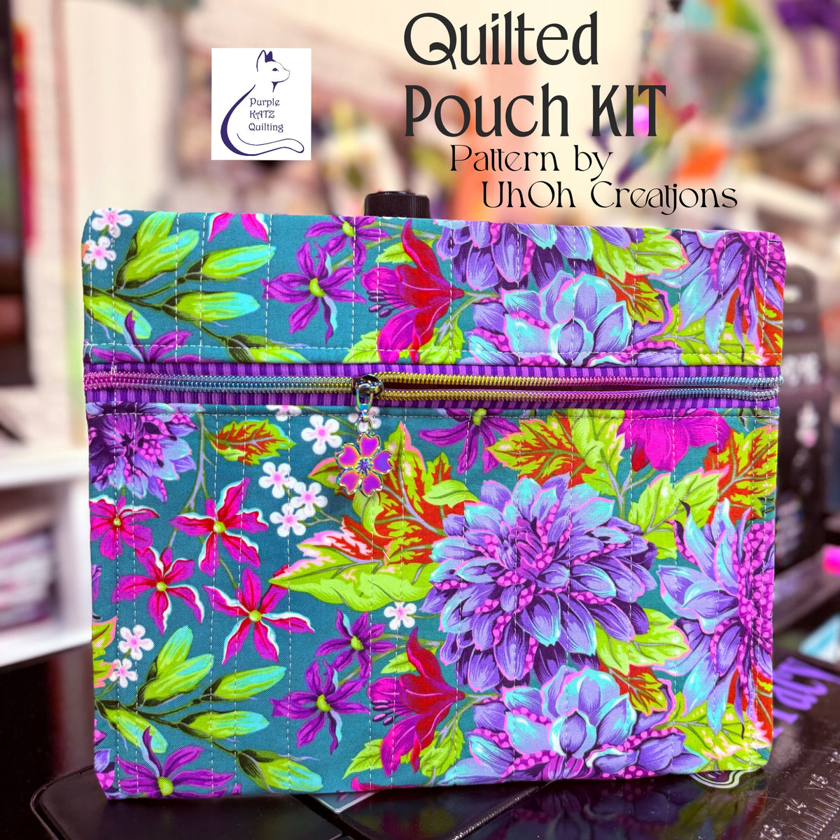 Quilted Pouch KIT - pattern by UhOh Creations – Purple KATZ Quilting