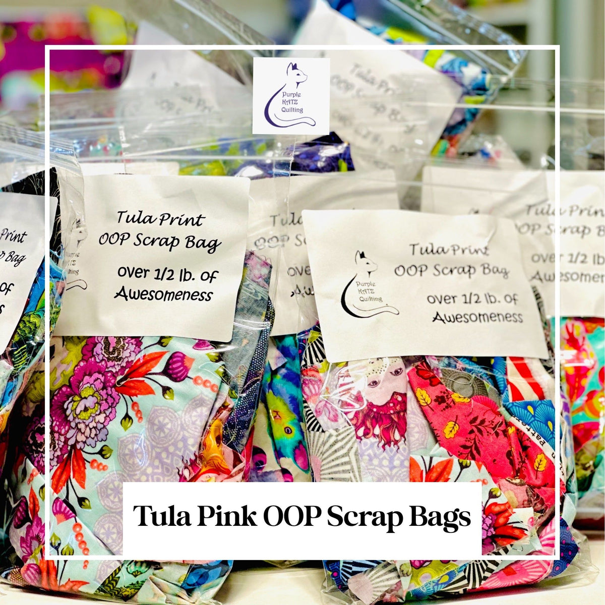 OOP Tula Pink Scrap BAG- OVER Half a Pound of AWESOMENESS 💜 – Purple ...